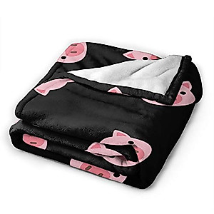 SARA NELL Pink Pig Blanket,Cute Cartoon Pig Face Flannel Fleece Throw Blanket,Super Soft Cozy Fluffy Warm Couch Bed Sofa Travelling Camping Blanket 50"X40" for Kids Adults All Season
