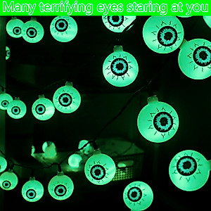 Halloween Decorations Solar Eyeball String Lights Outdoor, Solar Halloween Lights with 30 LED Scary Green Eyeballs, Waterproof Solar Halloween String Lights for Garden Tree Patio Yard Party Decor