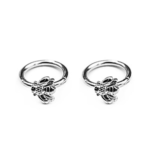 Cute 16G Bee Surgical Steel Hinged Clicker Helix Cartilage Daith Tragus Sleeper Small Hoop Earrings Nose Rings Hypoallergenic Sensitive Ears Dainty Cute Minimalist Tiny Mini Animal Huggie Hoops