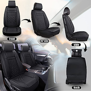 Tallew 2 Pieces Car Seat Covers Front Seat Vehicle Cushion Cover Waterproof Black Interior Covers Faux Leather Seat Covers Universal Car Sit Covers Fit for Most Cars Automotive Seat Accessories