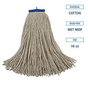 Boardwalk BWK724CEA 24 oz. Cut-End Lie-Flat Cotton Wet Mop Head - White