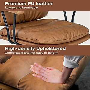SUGOLD Brown Office Desk Chair, PU Leather Chair with Lumbar Support, Removable Armrests, Comfortable Adjustable Swivel Task Chair for Home, Office, Small Space,Dresser, Bedroom