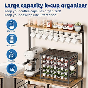Simple Trending 5-Tier Coffee Pod Holder for K-Cup, 160 Pod Pack Capacity Rack with Mug Rack, Metal, Black