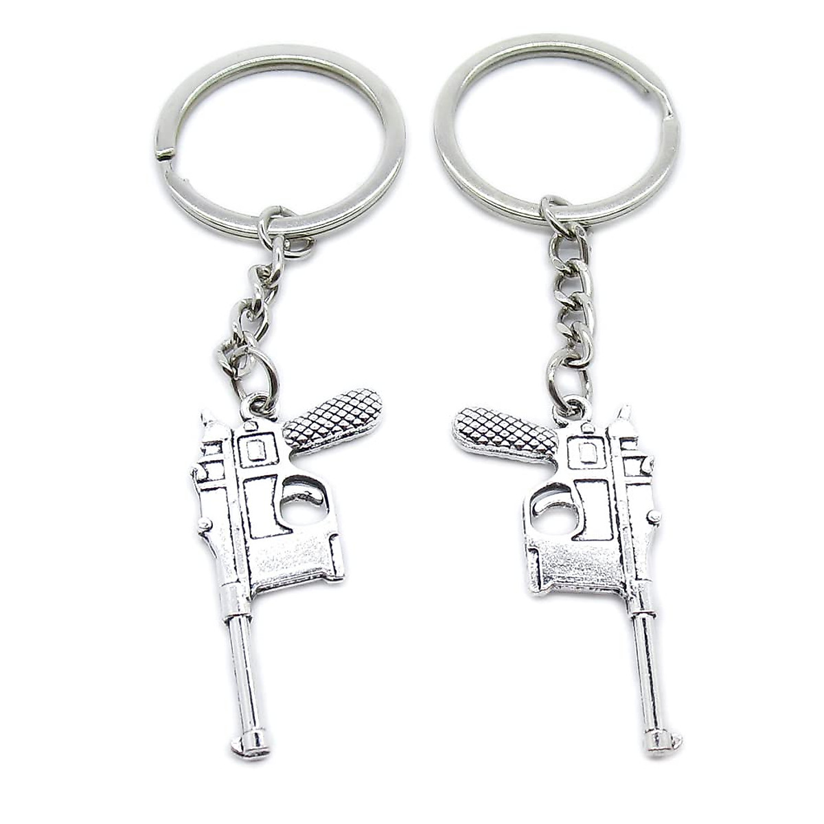 100 Pieces Keychain Keyring Door Car Key Chain Ring Tag Charms Supplies MK3F3H Pistol Gun