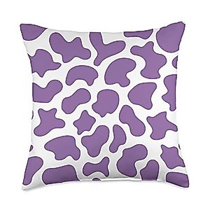 Custom Army Designs Purple Cow Print Animal Pattern Cute for Girls, Women Throw Pillow, 18x18, Multicolor