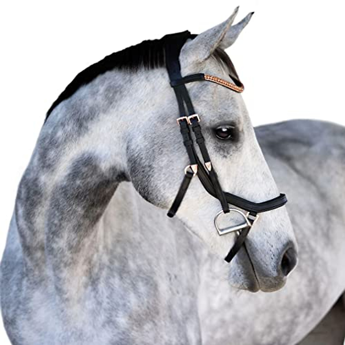 Lumiere Equestrian 'Aria' Anatomic Leather Bridle (Euro Version) Black Standard Leather & Rubber Grip Warmblood