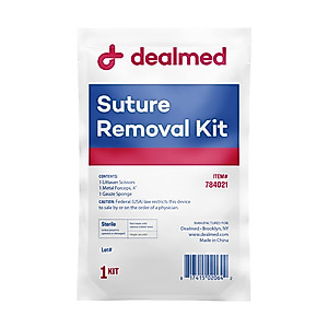 Dealmed Sterile Suture Removal Kit, Includes Suture Removal Scissors, Forceps, and Gauze Sponge, Suture Removal Tool Single-Use Kit, Ideal for Hospitals and Clinics