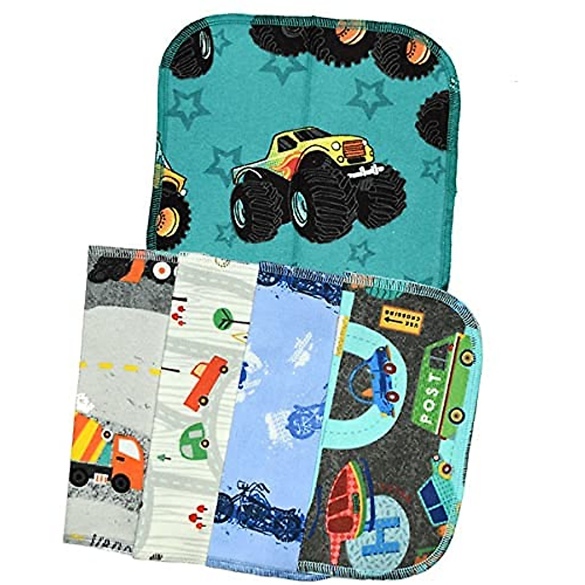 1 Ply Printed Flannel Little Wipes 8x8 Inches Set of 5 Zoom Zoom