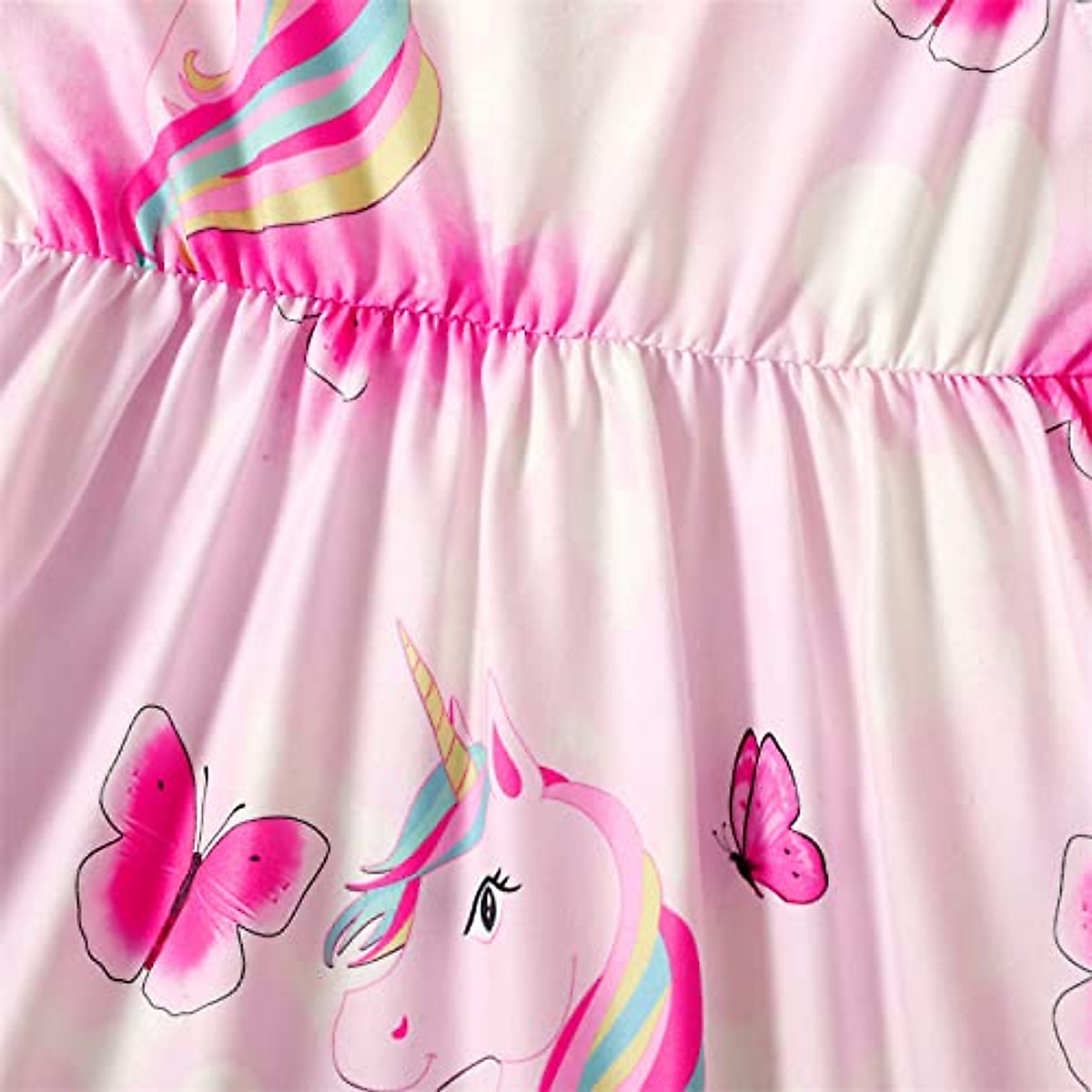 PATPAT Girls Dress Unicorn Printed Casual Dress for Kids Baby Girls Dresses Comfy Ruffle Sleeve Sundress