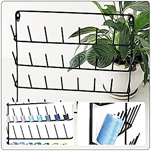 VICASKY Spools Thread Rack Metal Thread Holder Organizer with Hanging Hooks for Embroidery Quilting and Sewing Threads Black