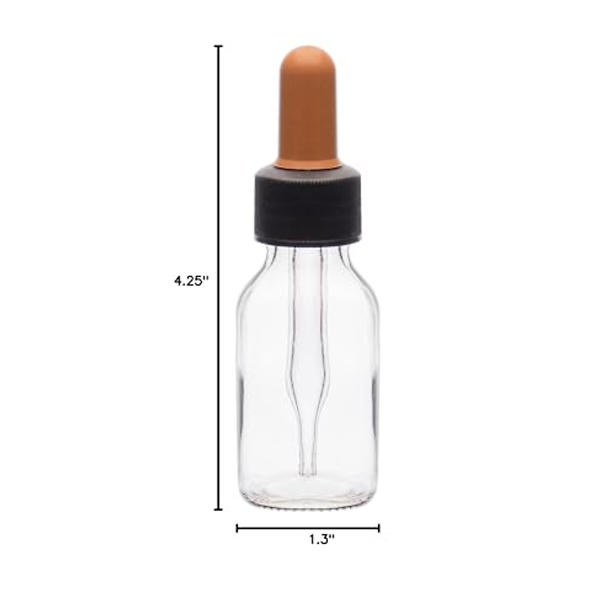 EISCO Dropping Bottle, 30ml (1oz) - Transparent Soda Glass - Screw Cap with Glass Dropper & Rubber Bulb Labs