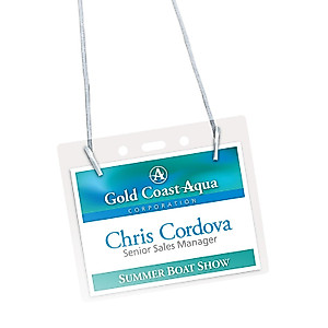 Avery Heavy Duty Badge Holders, 3" x 4", 100 Horizontal ID Badge Holders with Cords (2922)