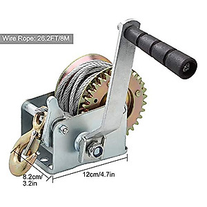 Crank Winch Boat Trailer Winch 800lbs Capacity Heavy Duty Hand Winch Crank Cable Gear Winch with 26FT Wire Rope and Hook for Trailer, Boat, ATV or Deer Feeder