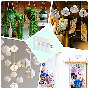 4 Pcs Heavy Duty Nail-Free Adhesive Wall Hooks Ceiling Hooks Stainless Steel Waterproof No Nail Wall Hanger Wind Chime Hanger Decoration Hook for Indoor and Outdoor Home Office Hanging Plant