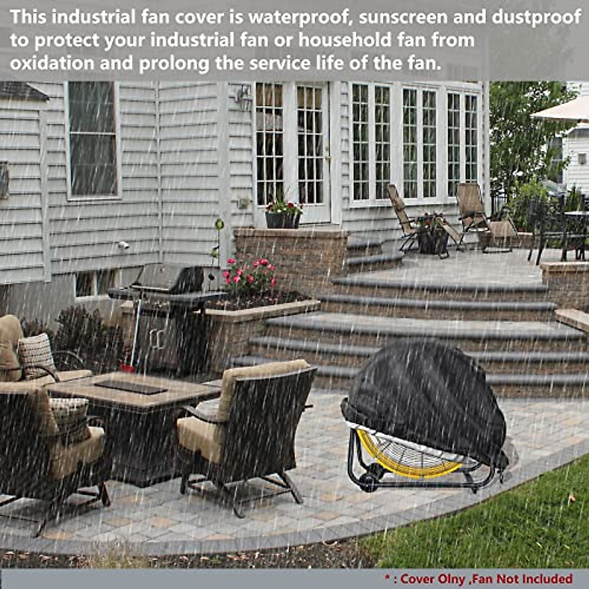 LSongSKY Industrial Fan Cover,Waterproof&Dustproof Cover Suitable for 24" High Velocity Movement Heavy Duty Drum Fan, Heavy Duty Outdoor Floor Fan Cover,Fits up to 29.9 x 8.6 x 29.9 inches,Black