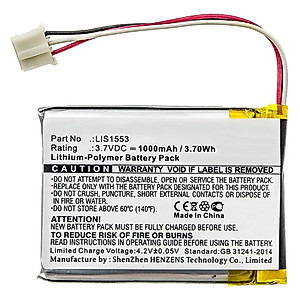 Synergy Digital Wireless Headset Battery, Compatible with Sony WH-CH700N Wireless Headset, (Li-Pol, 3.7, 1000mAh) Ultra High Capacity, Replacement for Sony LIS1553, LIS1553(SY6) Battery