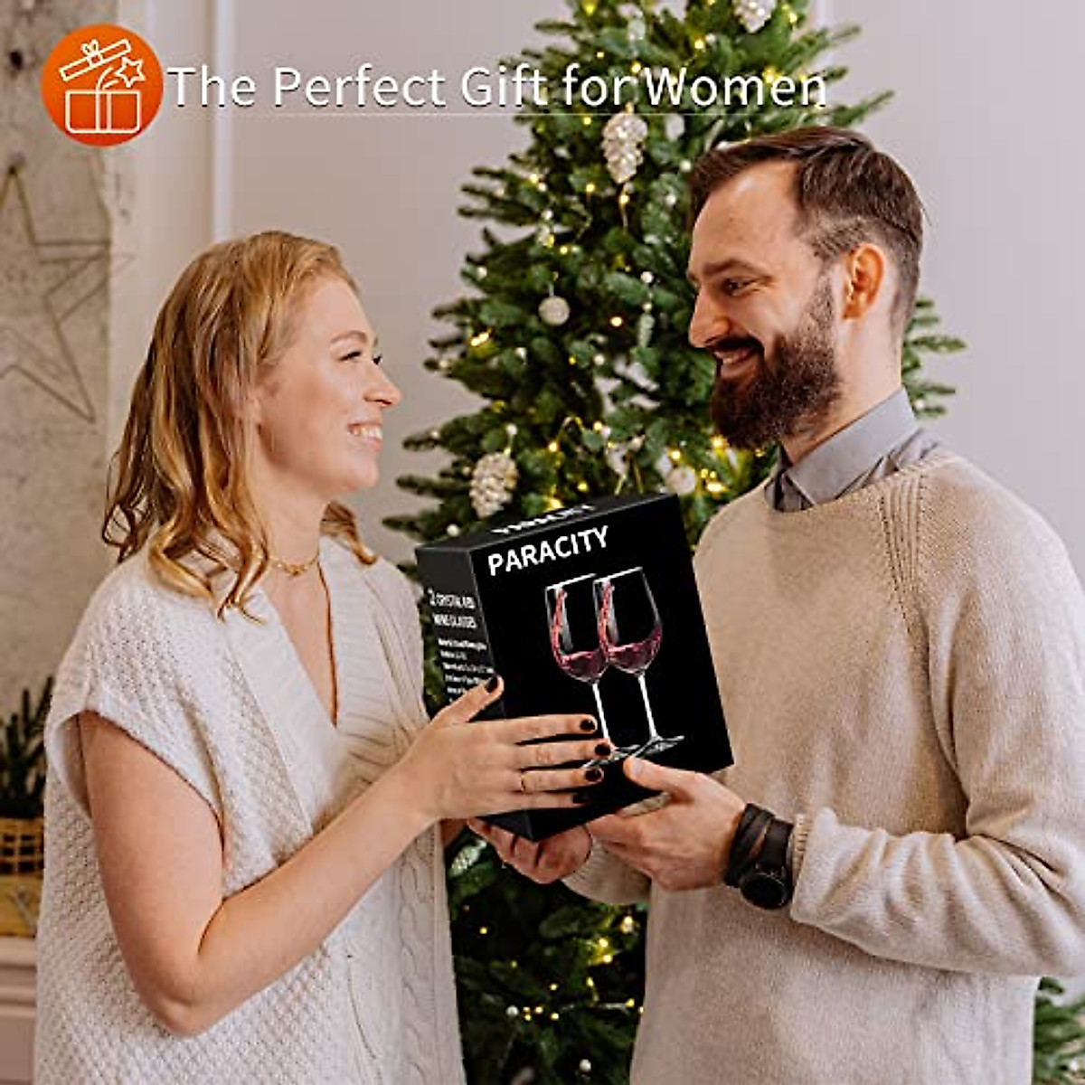 PARACITY Wine Glasses, christmas gift, Crystal Clear Glass, Long Stem Wine Glass for Red and White Wine - 10 OZ (Set of 2), Mother's Day Gift