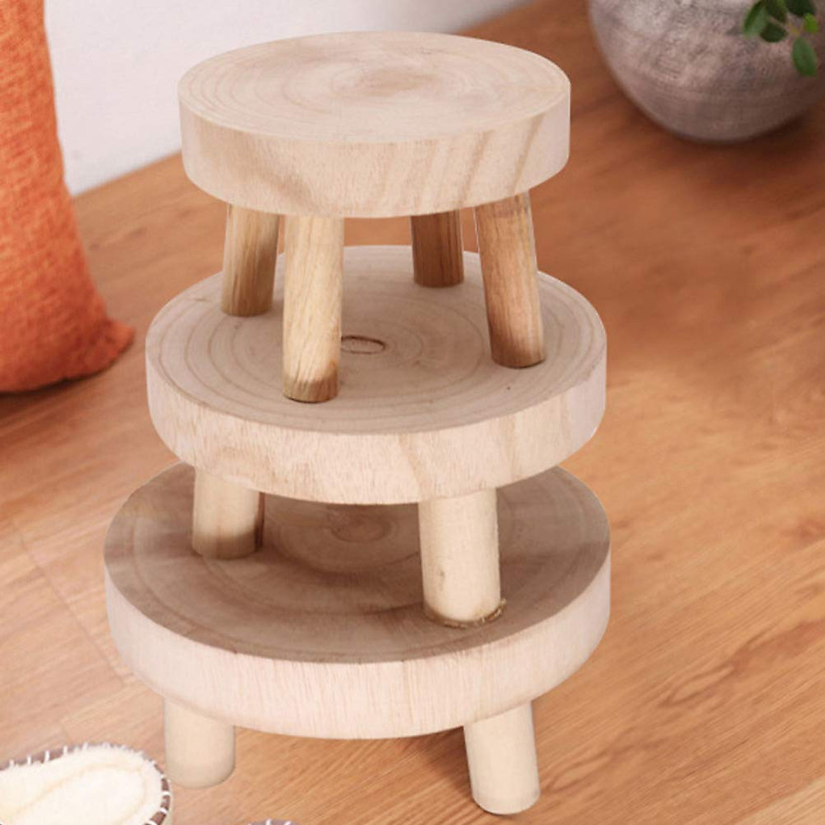 Totority 1pc Shelf Flower Stand Plant Pedestal Plant Riser Nightstand Decor Planter Wood Plant Stand Wood Plant Stool Corner Plant Stand Mini Plant Stand Candlestick Tree Shape Bench Wooden