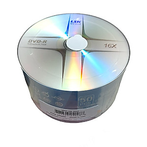 DVD-R 4.7GB 16X, LSK Media Logo Top, 50-Pack | Blank DVDs for Burning Video | DVD Discs Blank | Recordable DVDs