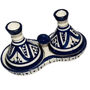 GGE "MELH BLUE" TAGINE Multi-Purpose SALT & PEPPER SMALL Moroccan Tajine
