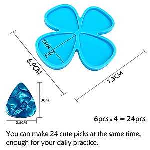 6 Pack Guitar Picks Epoxy Resin Molds Guitar Plectrums Silicone Casting Mold Jewelry Making Molds for DIY Guitar Thumb Finger Picks Keychain Pendant