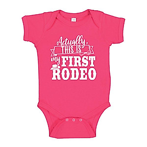 Actually This is My First Rodeo Baby Bodysuit Infant One Piece NB Cyber Pink