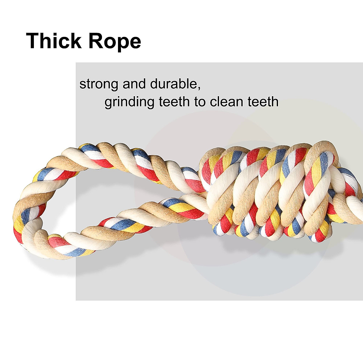 YARCHONN Rope Toys for Large Strong Dogs, Durable Sturdy 2-Knots Rope, Tough Dog Chew Toy Interactive Rope Toy for Large Medium Breeds Aggressive Chewers