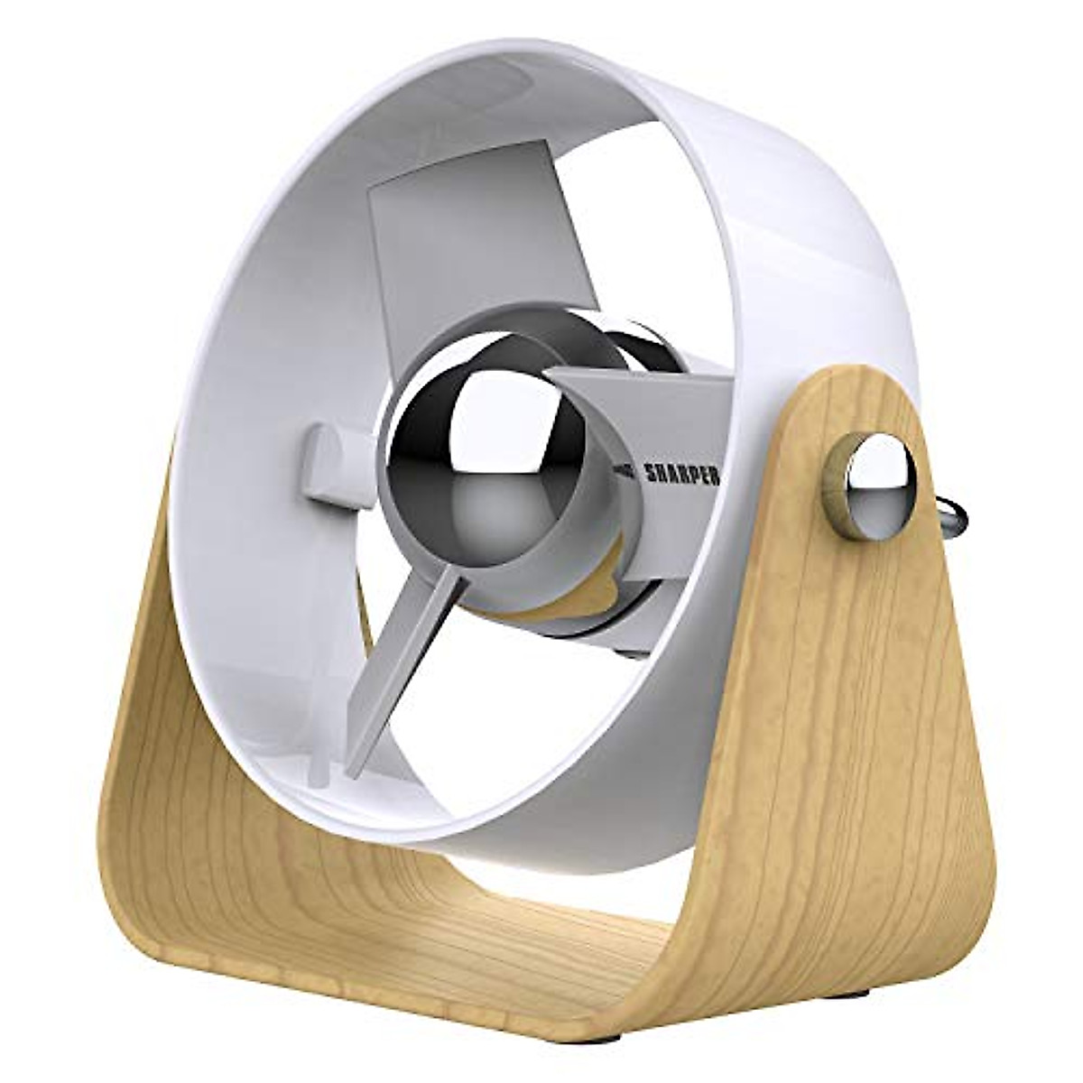 Sharper Image SBS1-SI USB Fan with Soft Blades, 2 Speeds, Touch Control, Quiet Operation, 5V Wall Adapter, 6 ft. Cable, White