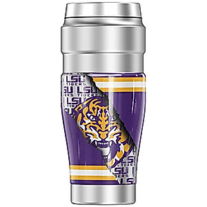 THERMOS LSU Tigers, Torn Tiger STAINLESS KING Stainless Steel Travel Tumbler, Vacuum insulated & Double Wall, 16oz