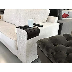 meistar Global Sofa Couch Arm Tray Table with EVA Base. Weighted Sides. Fits Over Square Chair arms. (Dark Brown)