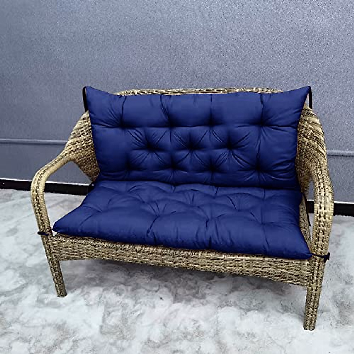 Srutirbo Outdoor/Indoor Swing Replacement Cushions 3 Seater, Waterproof Bench Cushion with Backrest, 40"x40", for Garden Patio Furniture (Nazy Blue)