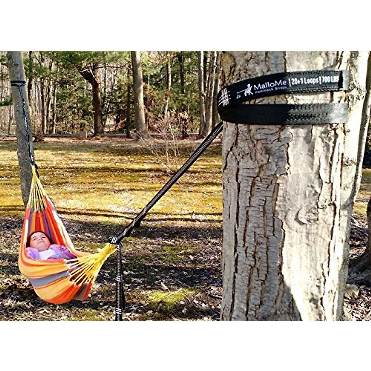 MalloMe XL Hammock Straps - Hammock Tree Straps Set 2000+ LBS Heavy Duty 40 Loops & 100% No Stretch Suspension System Kit - Camping Hammock Accessories | 2 Carabiners | 12 Feet