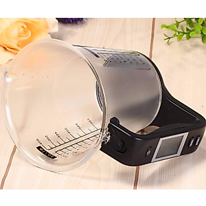 Kitchen Scale Digital Measuring Cup 1kg/600ml Food Scale Weight Scale Scales Weighing Water Milk Flour Sugar Oil Coffee Liquid Baking Cooking Plastic Measuring Cups Grams and Ounces (Black)