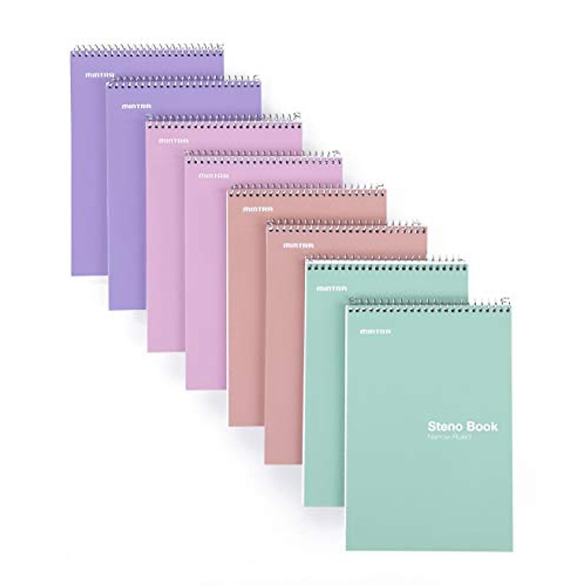 Mintra Office Steno Books - (Pastel 8PK - Lavender, Sage, Salmon, Spring Pink) - Narrow Ruled Paper, 6" x 9", 100 sheets for Writing Notes in School, University, College, Work, Office