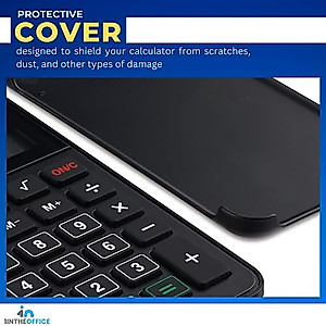 1InTheOffice 10 Digit Pocket Calculator, Office Calculator, Dual Powered Handheld Calculator, Solar and Battery, Black, 1 Pack