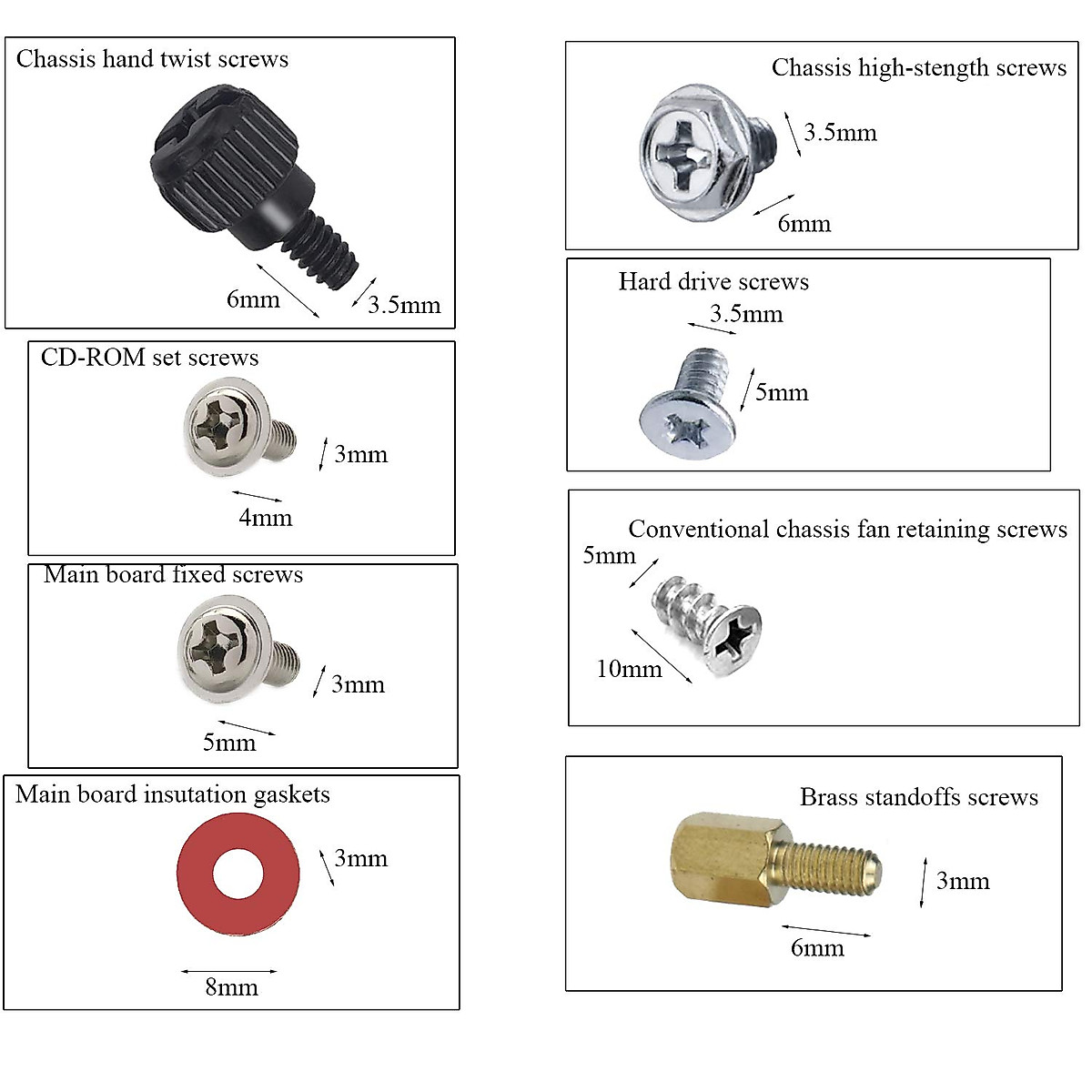 PC Computer Screws Standoffs Set Kit, for Hard Drive Computer Case Motherboard Fan Power Graphics