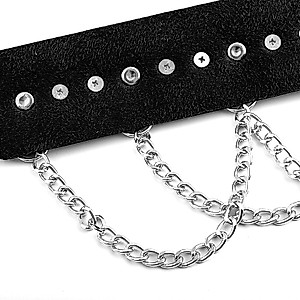 Manfnee Punk Goth Rock Collar for Women Men Leather Spike Chain Vintage Necklace Adjustable Black