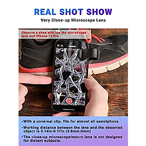 APEXEL Phone Microscope, Pocket Microscope iPhone Camera Lens Attachment Microscope 100X Microscopes With Universal Clip Fits for All Smartphone Portable Micro Loupe Lens for Kids Adults Trichome Coin