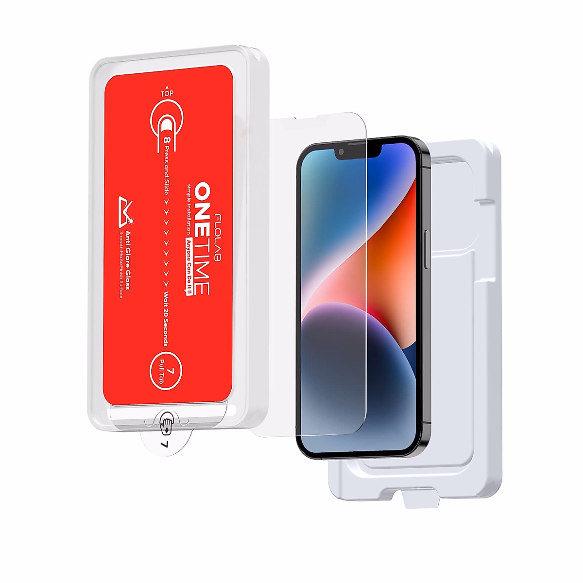 FLOLAB NanoArmour ONETIME Case Friendly for iPhone 14 Plus / 13 Pro Max Anti Glare Screen Protector Military-Grade Tempered Glass - Durable, Smooth, Matte Surface, Easy to Install Dust Free