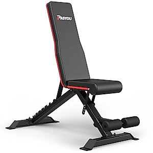 PASYOU Adjustable Weight Bench Press (9x4x3 Positions), Foldable Workout Bench, 700 Pounds Load Flat Incline Decline Strength Training Benches, Sit Up Exercise Equipment