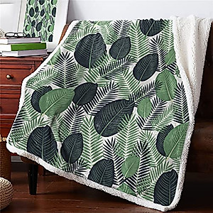 SBYLG Tropical Plants Printed Fleece Blanket for Beds Sherpa Throw Blanket Adults Kids for Sofa Bed Cover Soft Throw Blanket (Color : D, Size : 125X200CM)
