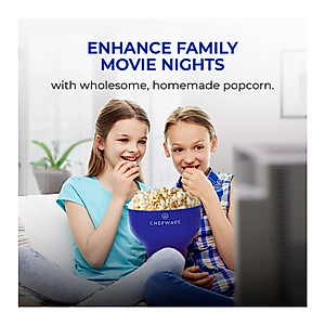 Chefwave Silicone Popcorn Popper (Dark Blue) - Reusable, Collapsible Microwave Popcorn Bowl - Dishwasher Safe