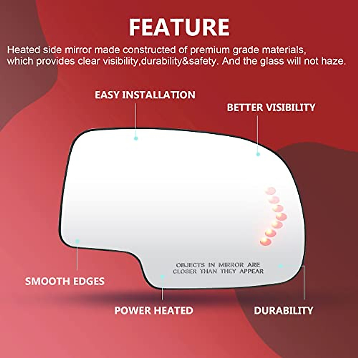 Exterior Mirror Replacement Glass Passenger/Right Side Power Heated Signal fit for 2003-2007 for Chevy Silverado Suburban for GMC Sierra Yukon Replacement Tow Mirror (Passenger/Right)