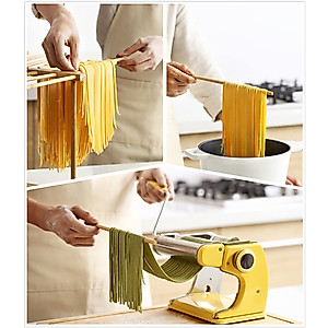 8SOM Bamboo Pasta Drying Rack with Transfer Wand and 12 Bars, Easy to Transfer for Drying Pasta and Cooking, Special Suspension Design for Large Storage