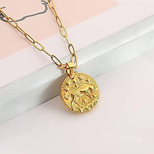 Taurus Dainty Zodiac Necklace for Women Zodiac Sign Pendant Necklace 18k Gold Plated Paperclip Chain Necklaces Layered Gold Necklace for Women Birthday Jewelry Gifts