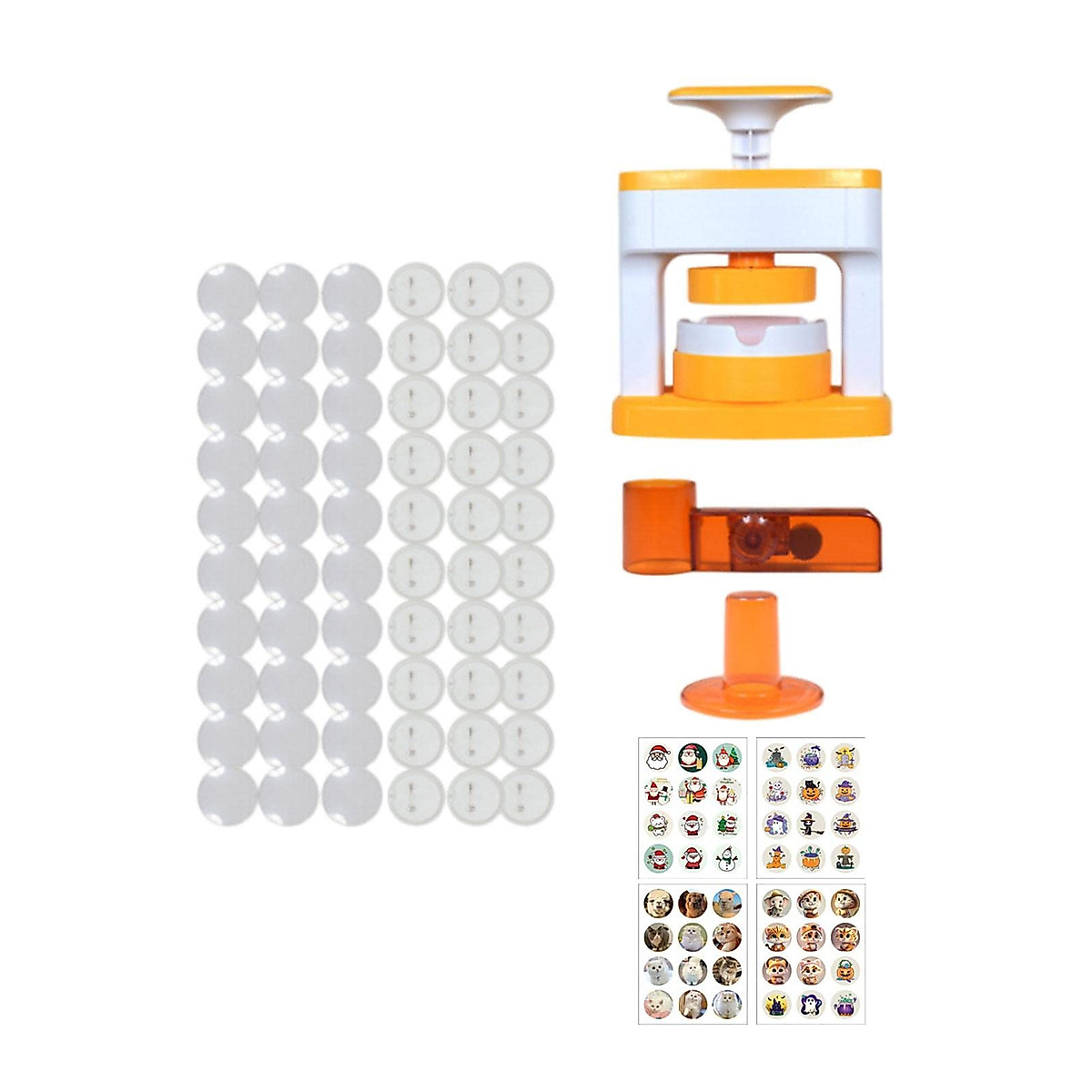 DYNWAVE DIY Pin Badge Button Maker Brooch Pin Making Machine Lightweight Decoration Supplies Creative Badge Die Mould Button Maker Machine for Kids, with 48 Set