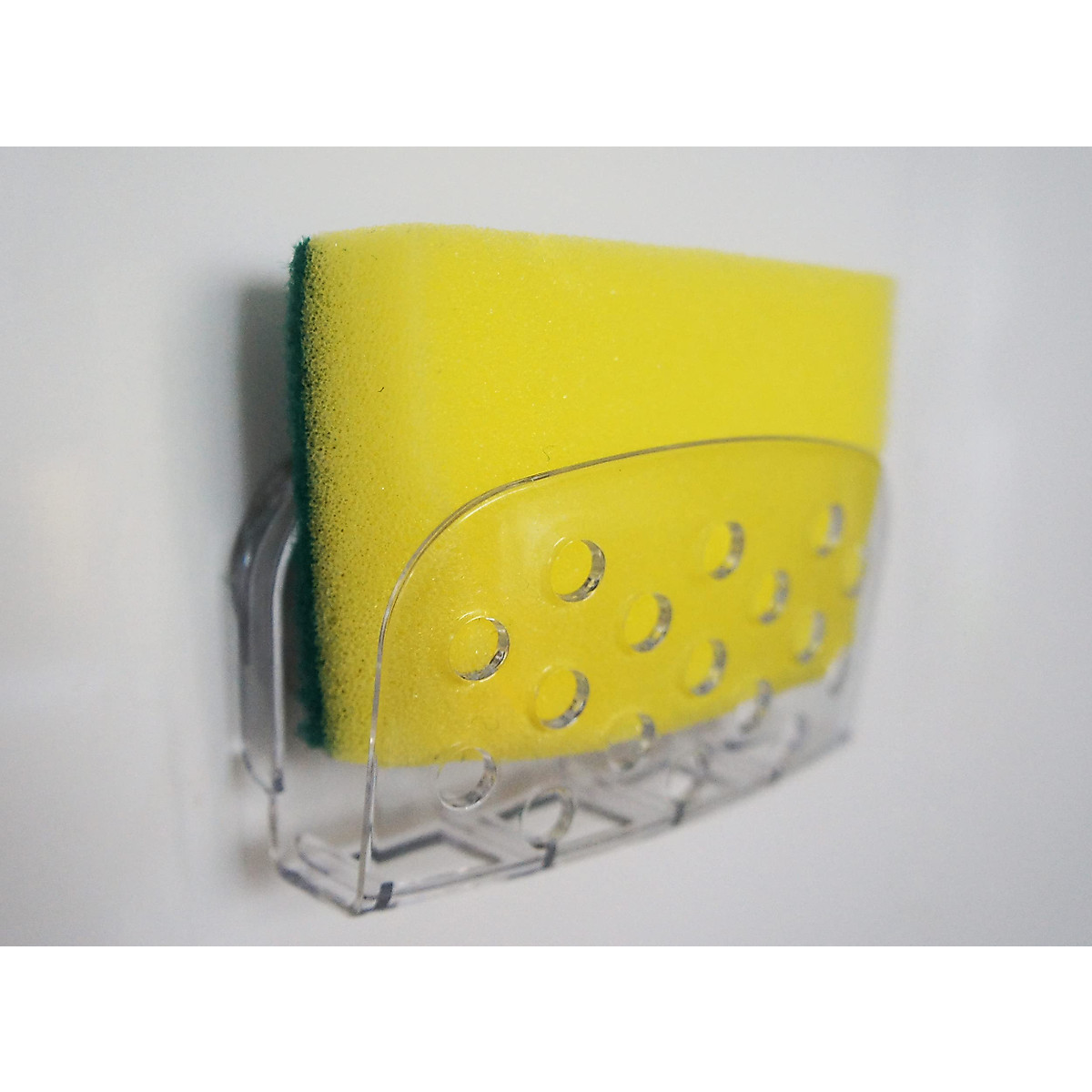 AMUONTY 2 Pack Sponge Holders with Suction,Clear Plastic Container, Kitchen Dish Sponge Holder, Bathroom Accessory, Space Saving Sink Countertop Organizer