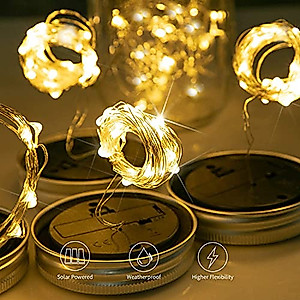 ostritec Solar Mason Jar Lights Lids, 12 Pack 30 Led Fairy Lights(Jars Not Included), Outdoor Hanging Mason Jar Solar Lights, Fairy in a Jar Solar Firefly Lights for Patio Garden Table Decor