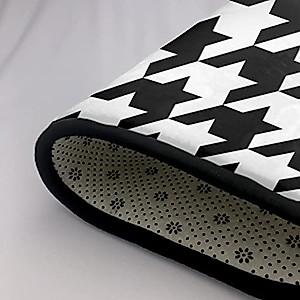Luxurious Area Rugs Big Size Play Mat for Kitchen Playroom - black and white houndstooth 60 x 39 Inch Floor Pad Rugs, Indoor/Outdoor Entryway Rug Non Skid Backing