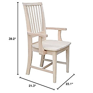 International Concepts Mission Side Chair with Arms, Unfinished